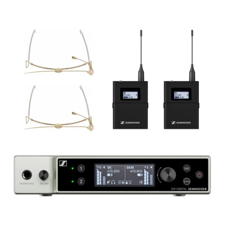 Sennheiser EW-DX HSP 2 SET Digital Dual Wireless Headset Microphone Sy ...